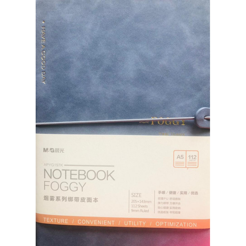 Notebook Carnet M&G A5 Ligné 112Sh Avec Élastique Gris