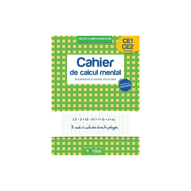 Cahier de calcul mental CE1-CE2 - Grand Format - De 7-9 ans | Libra...