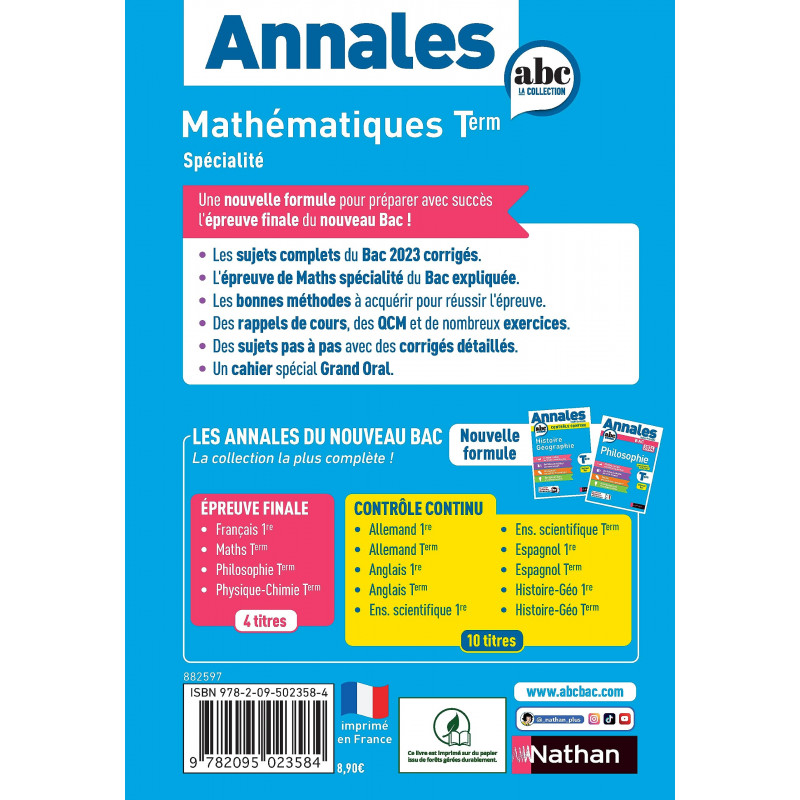 Annales ABC du BAC 2024 - Maths Tle - Sujets et corrigés - Enseignement ...
