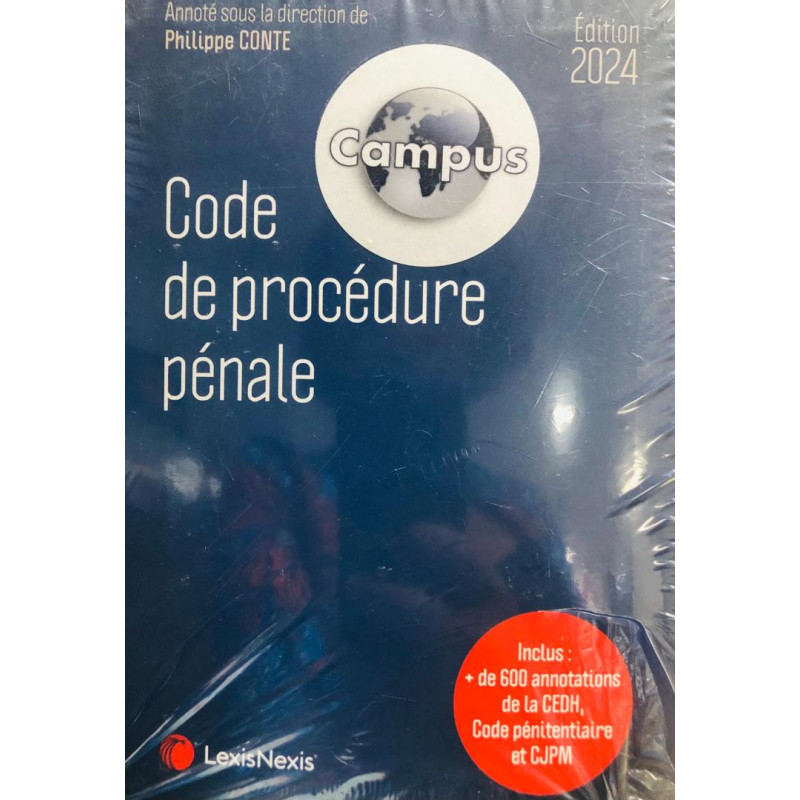 Accueil Librairie Campus - Code de Procédure Pénale 2024, Annoté